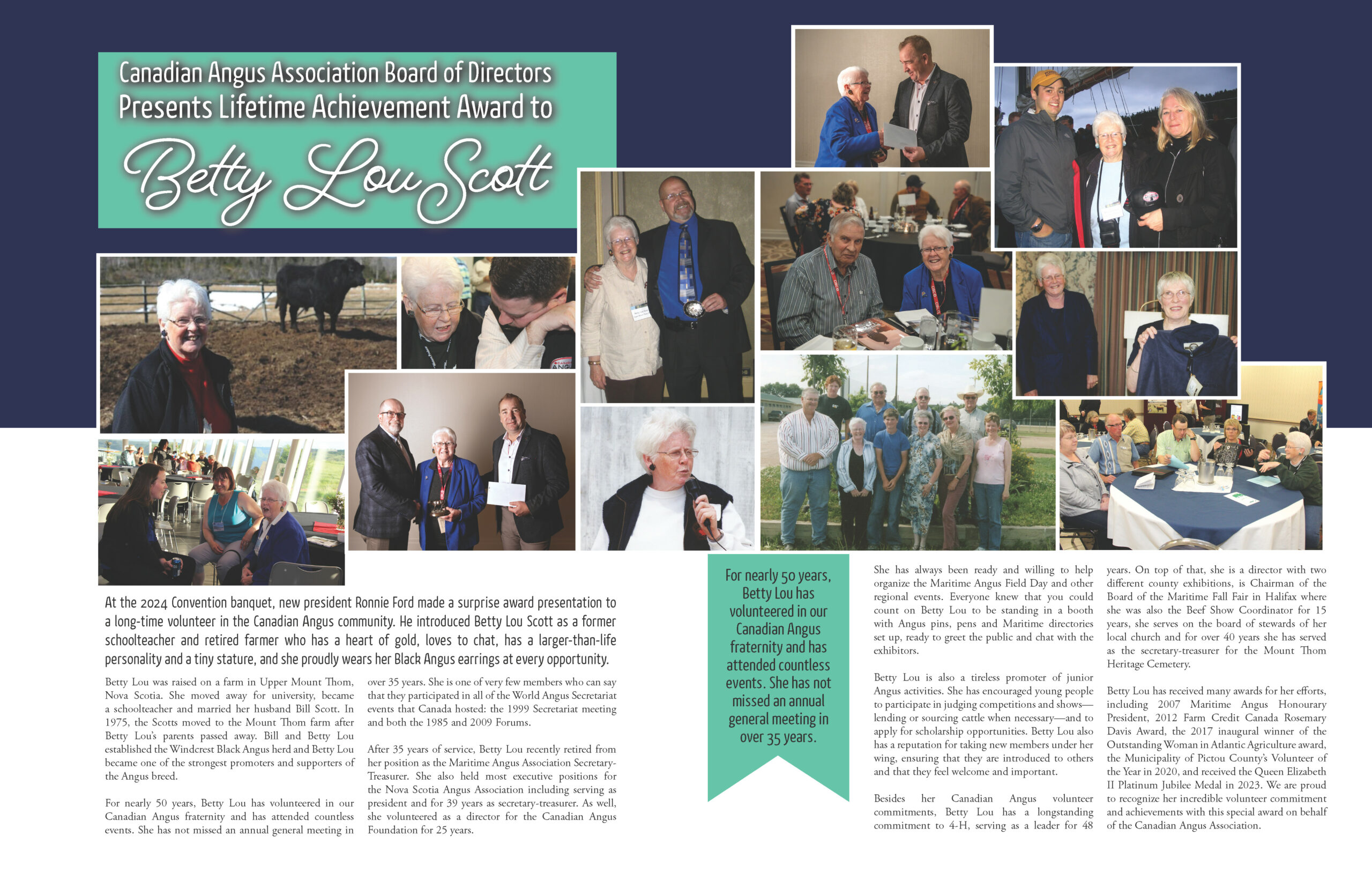 Betty Lou Scott Long Term Recognition 2024 - Canadian Angus Association