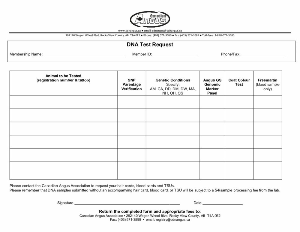 DNA Test Request - Canadian Angus Association